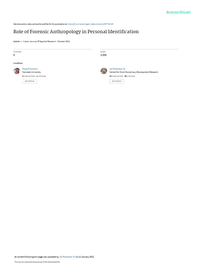 Role of Forensic Anthropology in Personal Identification - October - 2021 - 4130139256 - 9312153 ...