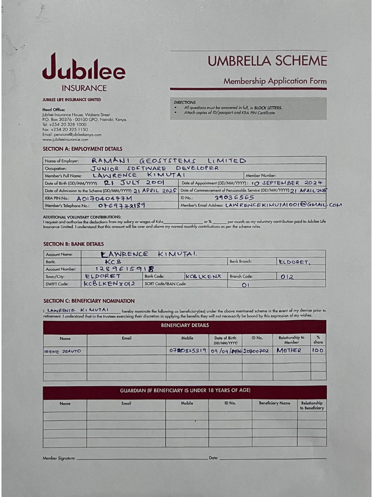 Jubilee Insurance Umbrella Scheme | PDF