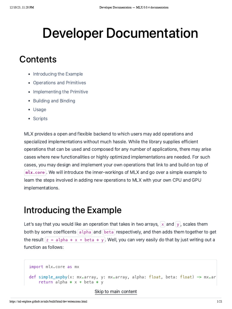 MLX Developer Documentation Overview | PDF | Input/Output | Graphics ...