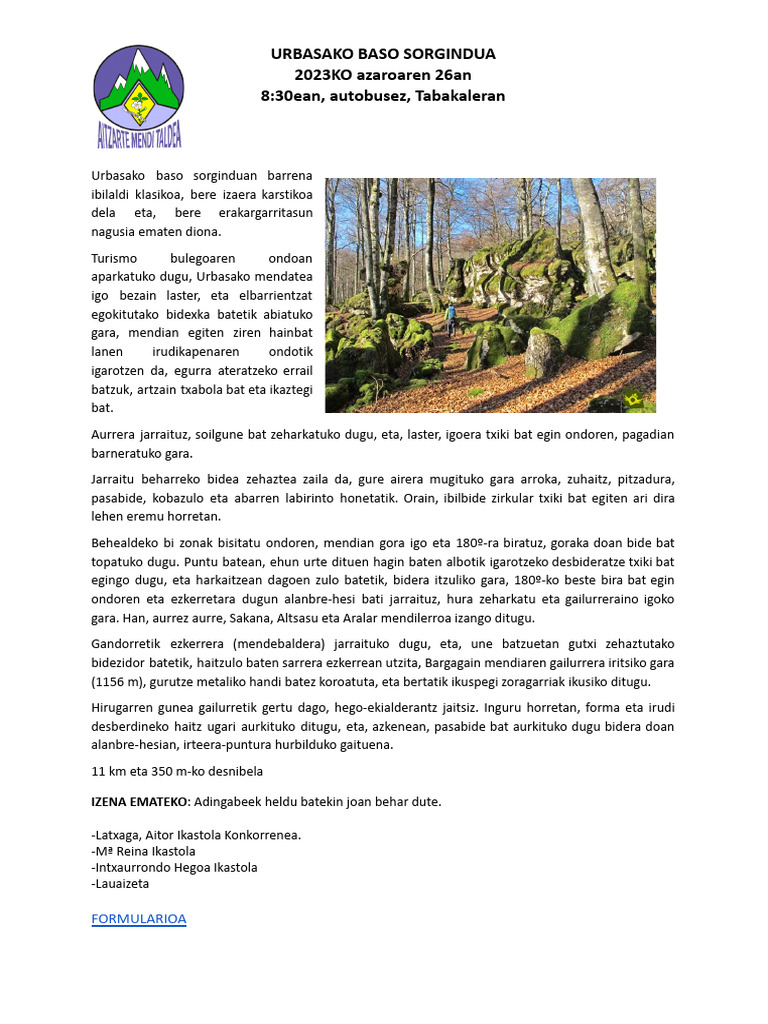 Urbasako Baso Sorgindua | PDF