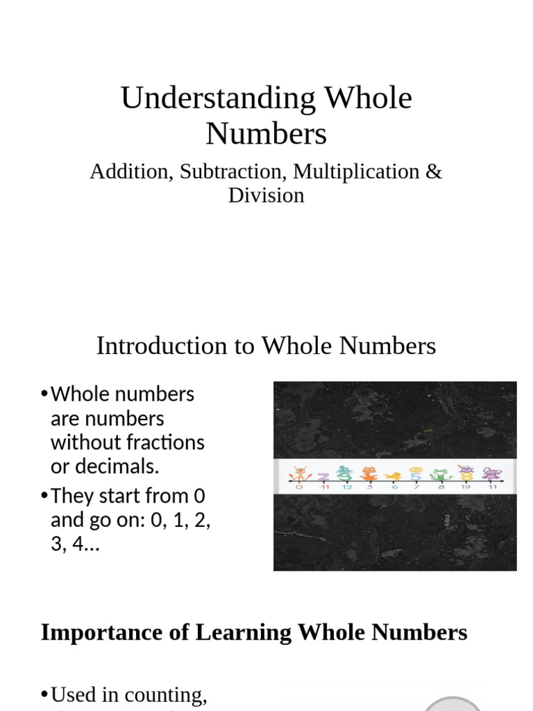 Understanding Whole Numbers | PDF | Subtraction | Abstract Algebra