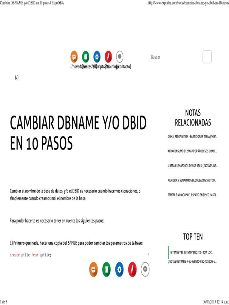 Cambiar DBNAME y - o DBID en 10 Pasos - ExpoDBA | PDF