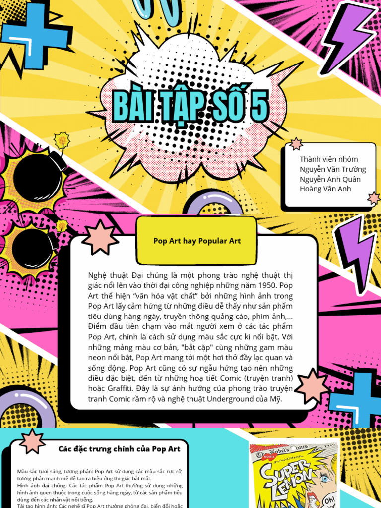 Yellow, Pink and Blue Colorful Animated Comic Pop Art Presentation PDF ...