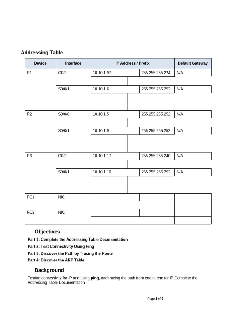 Week 3 - Lecture 2 - Lab 2 Verify IPv4 Addressing and ARP (Packet ...