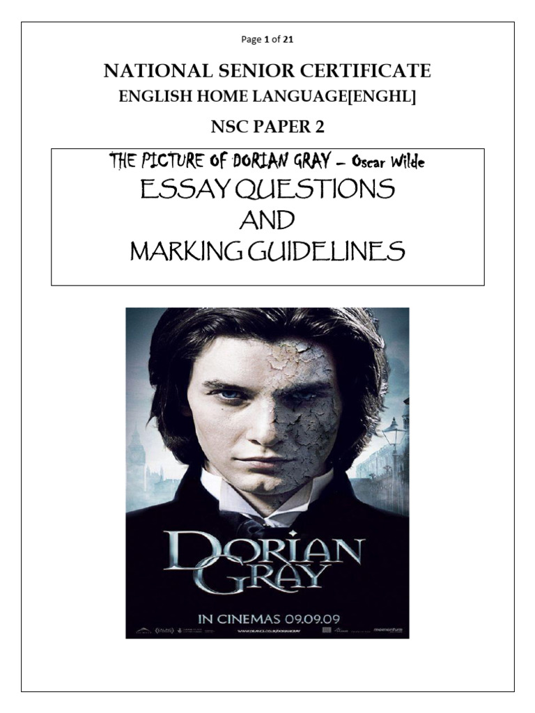 Essay Questions on Dorian Gray | PDF | The Picture Of Dorian Gray ...