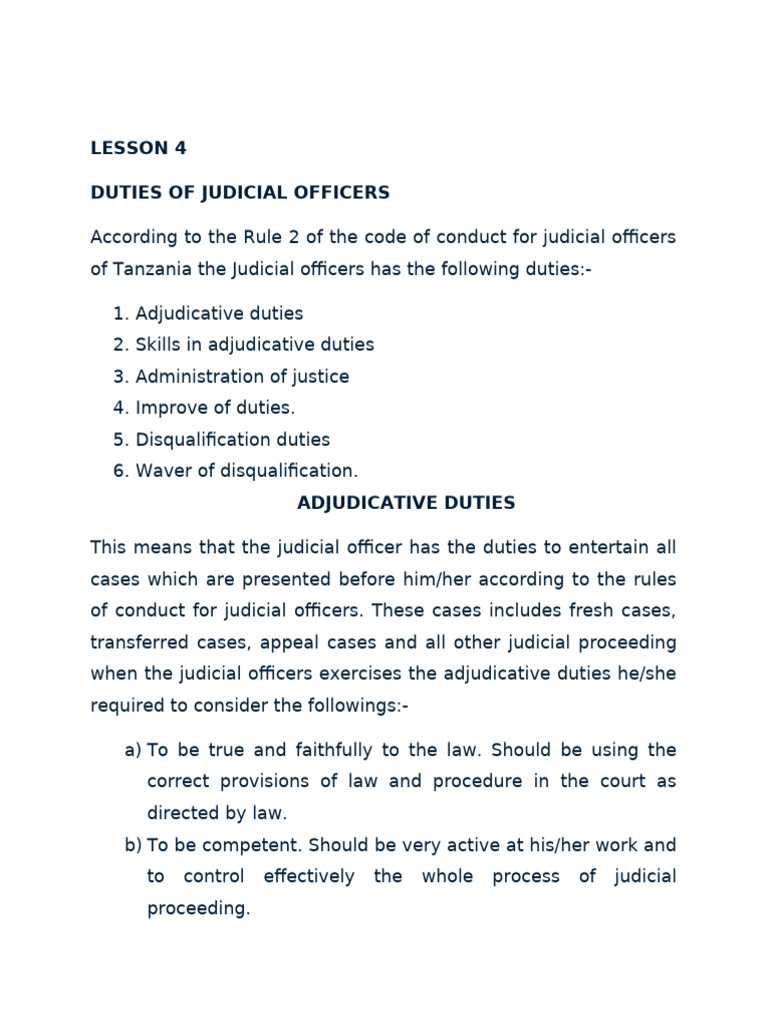 Lesson 4 Duties For Judicial Officer 2 | PDF | Justice | Crime & Violence