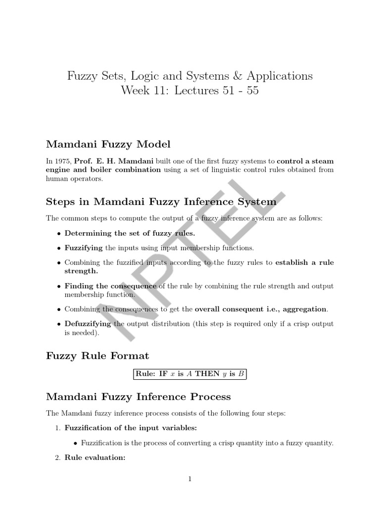 Fuzzy NPTEL2025 LectureNotes Week11 L51 L55 | PDF | Fuzzy Logic ...