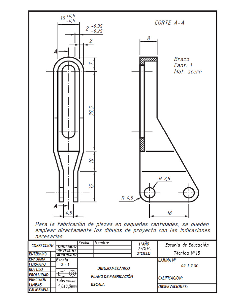 Lámina 05-1-2 SC Dibujo Mecánico Plano de Fabricación Escala | PDF