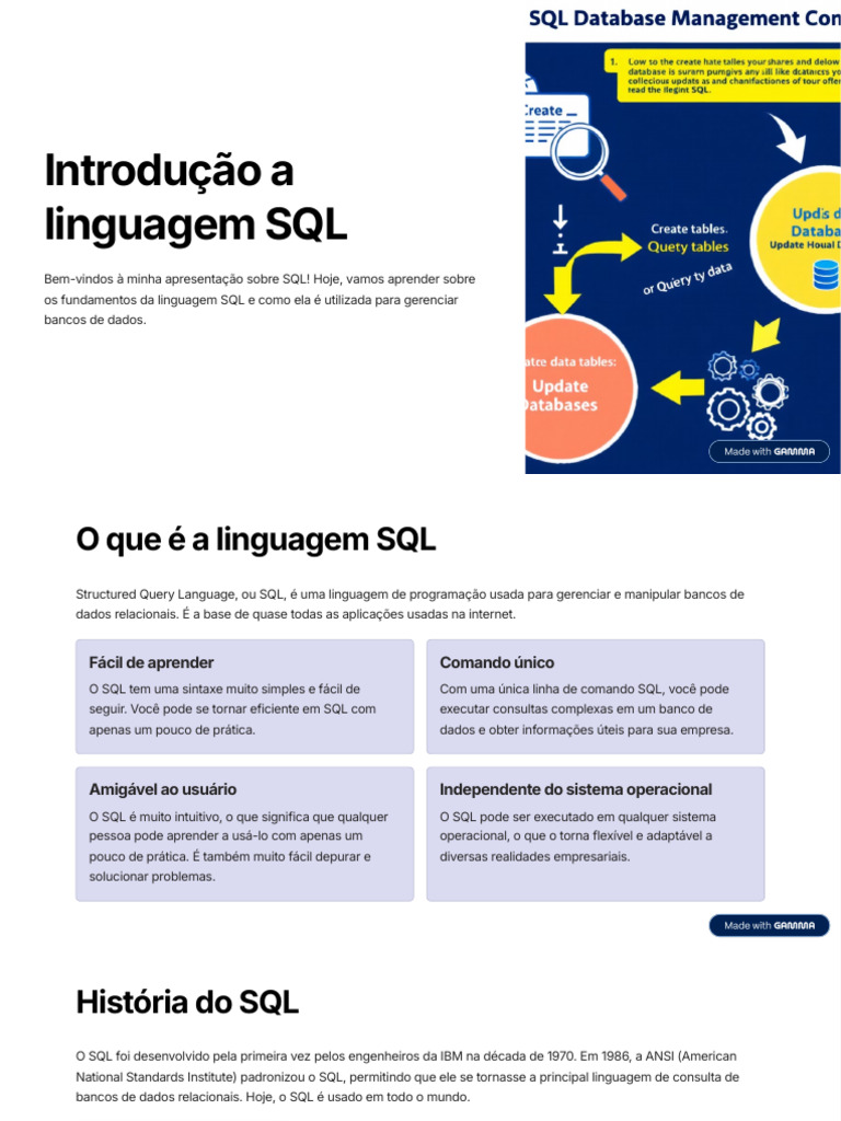 Introducao A Linguagem SQL | PDF | SQL | Bancos de dados