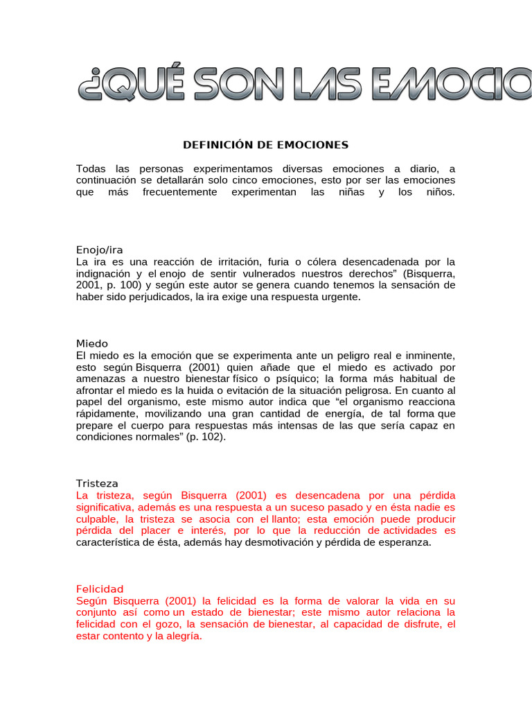 Definición de Emociones | PDF | Las emociones | Autorregulación emocional