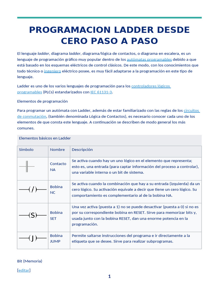Programacion Ladder Desde Cero Paso A Paso | PDF | Ingeniería Informática | Ingenieria Eléctrica