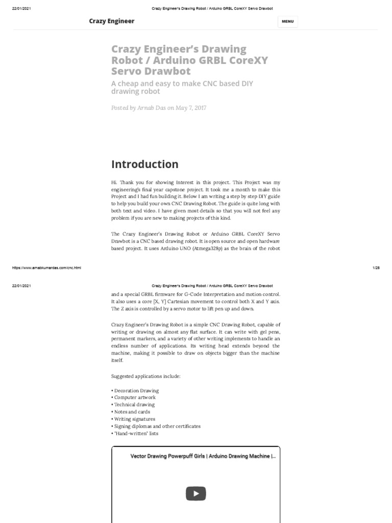 Crazy Engineer's Drawing Robot - Arduino GRBL CoreXY Servo Drawbot | PDF | Numerical Control