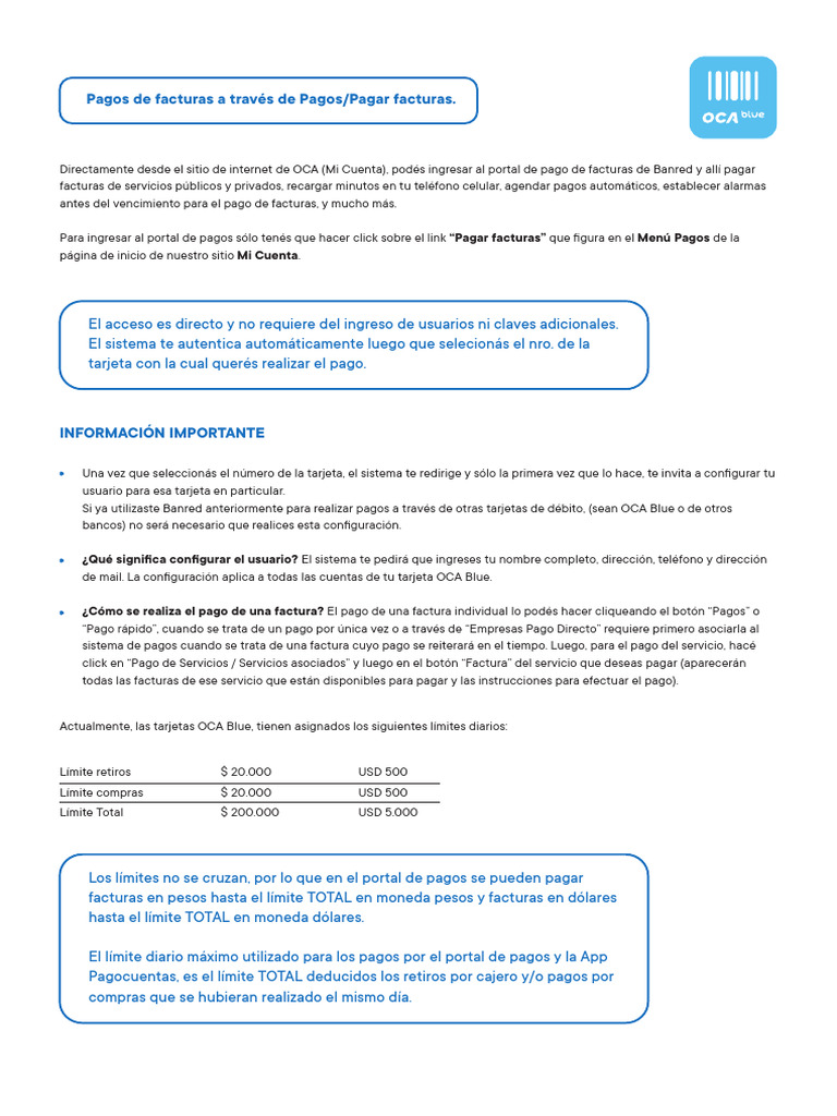 Paga tus facturas fácilmente con OCA | PDF | ciberespacio | Informática