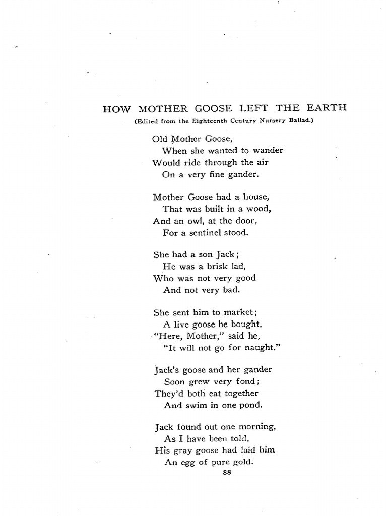 How Mother Goose Left The Earth - Poem | PDF