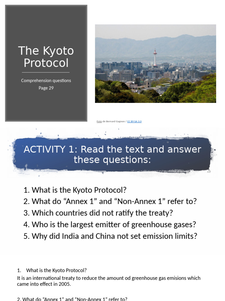 The Kioto Protocol Reading Activities | PDF