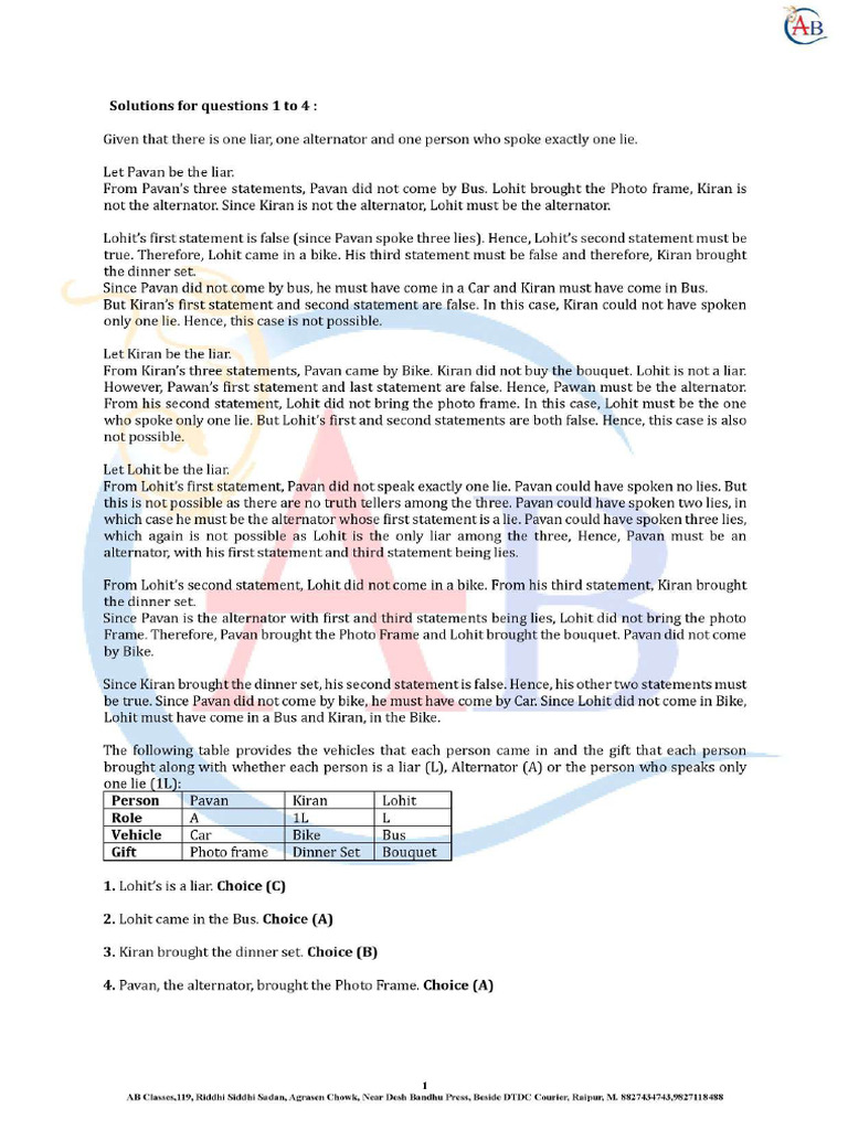 DILR Test - 2 Sol - 01 | PDF