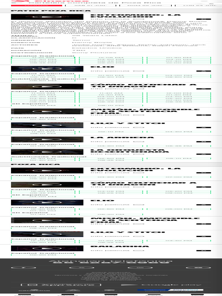 Cartelera de Poza Rica - Cinemex' | PDF