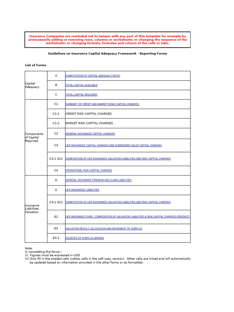 ICAF Reporting Templates - 30082022 | PDF | Capital Requirement ...