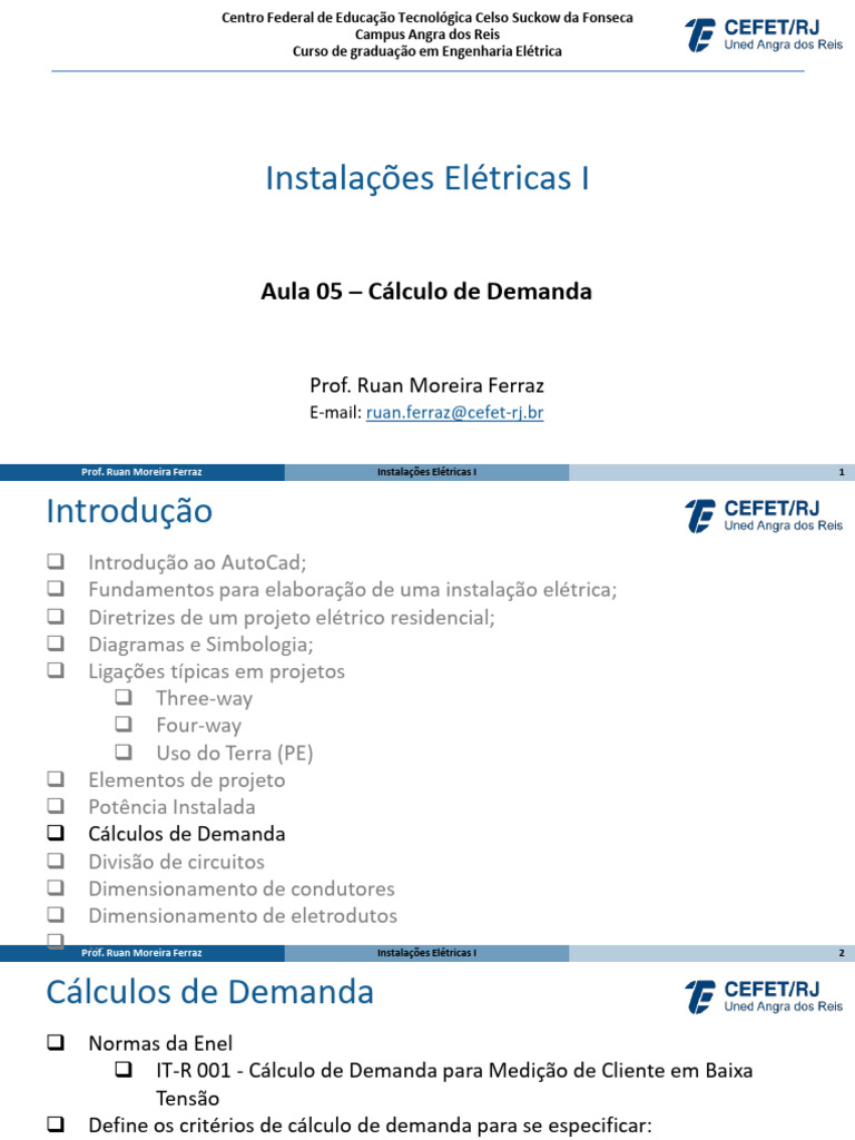 Cálculo de Demanda em Instalações Elétricas | PDF | Demanda | Fiação ...