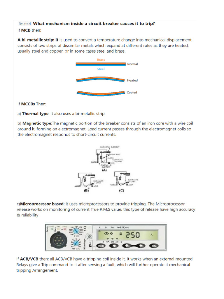 MCB MCCB Trip Mechanism | PDF