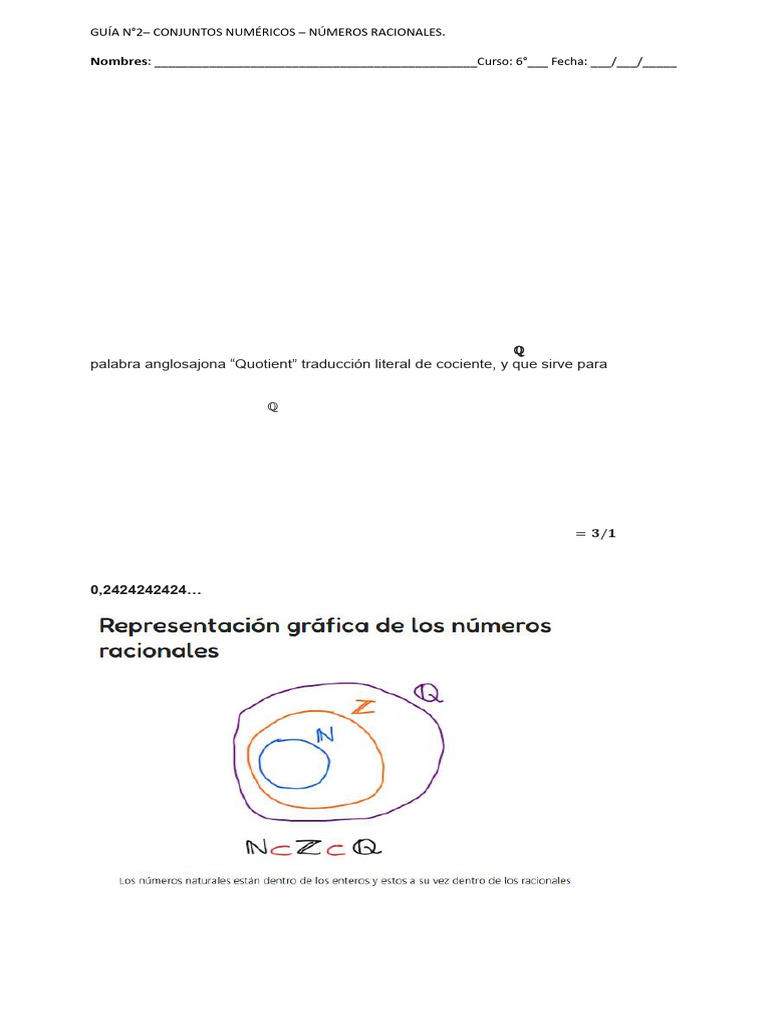 Guía de Números Racionales para Sexto | PDF | Número racional | Números