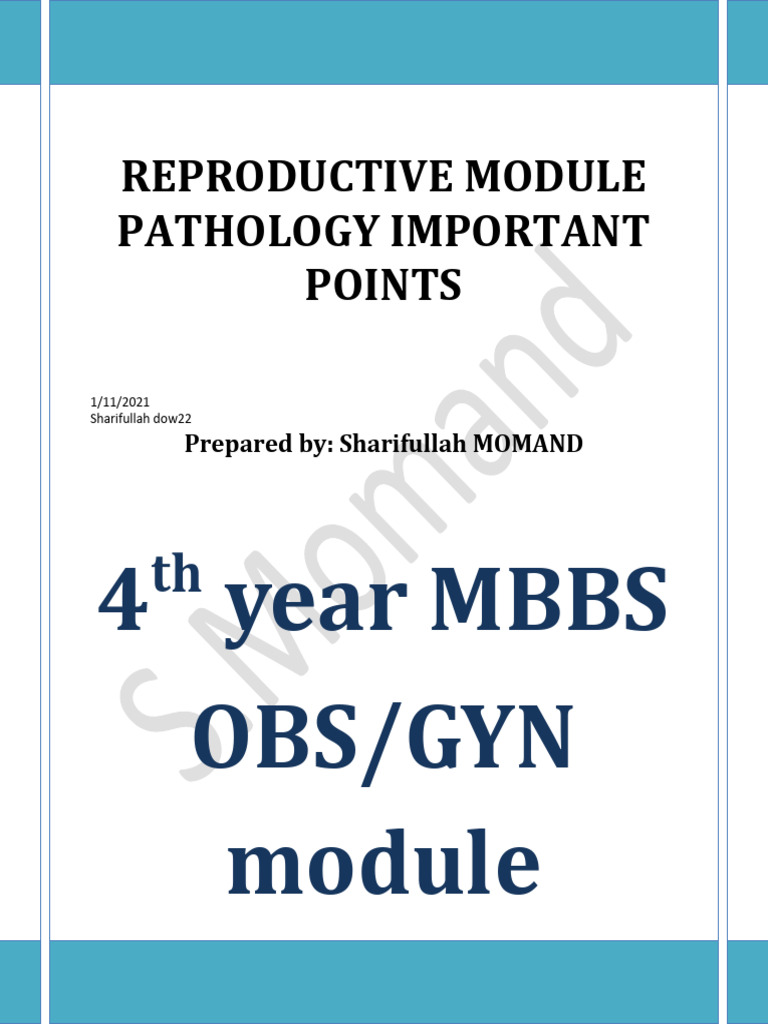 REPRODUCTIVE Module Pathology Important Points | PDF | Ovarian Cancer | Neoplasms