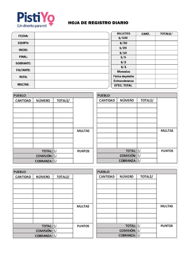 Hoja de Registro Diario | PDF