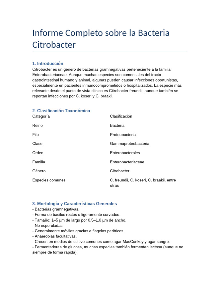 Informe Citrobacter | PDF | Las bacterias | Microbiología