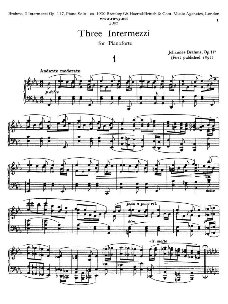Intermezzo Op 117 No 1 | PDF