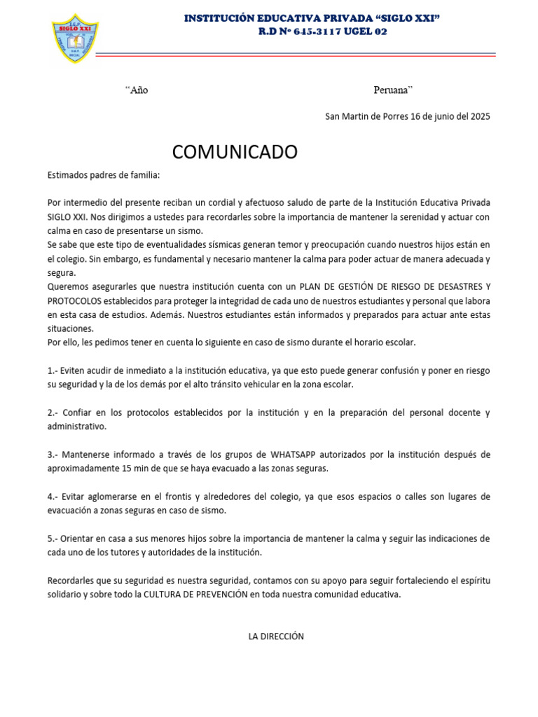Comunicado de Protocolo | PDF