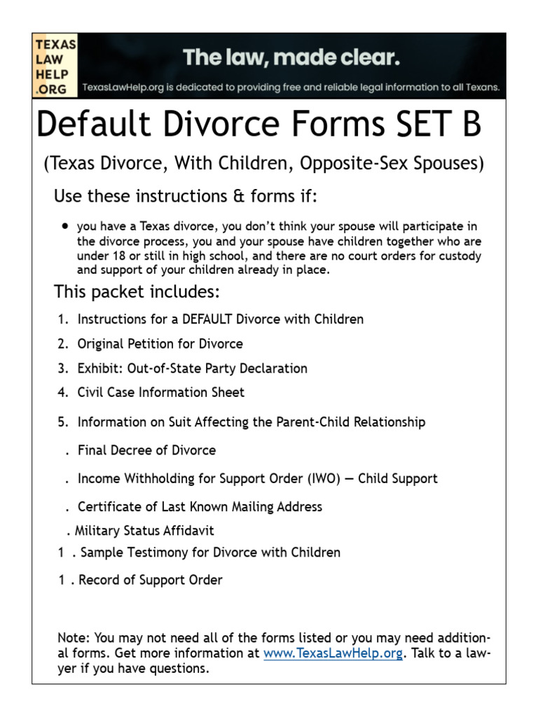 Default Divorce Instructions with Children | PDF | Service Of Process ...