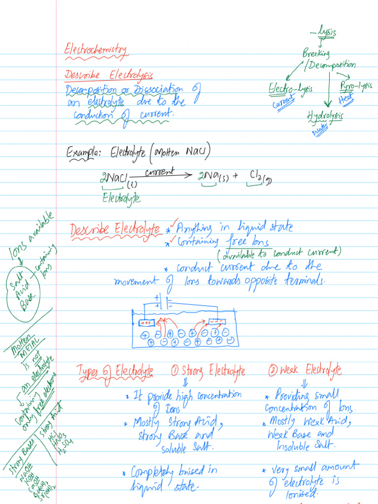 Electrochemistry O Level Note Sep 12, 2024 . | PDF
