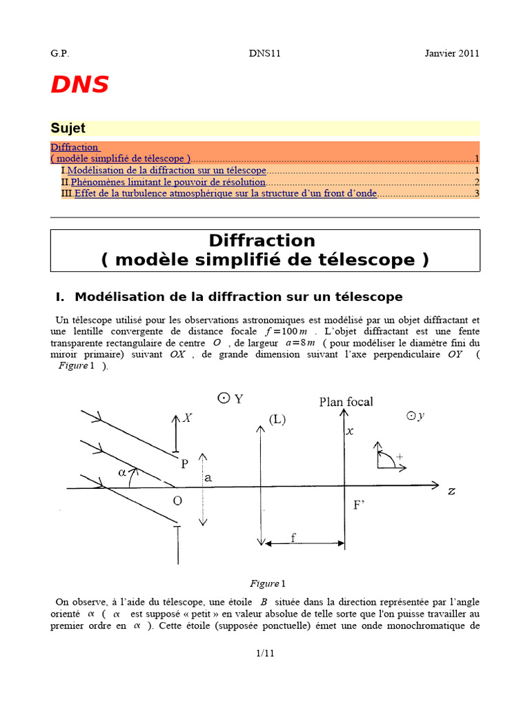 Modélisation de la diffraction en télescope | PDF | Télescope | Pouvoir ...