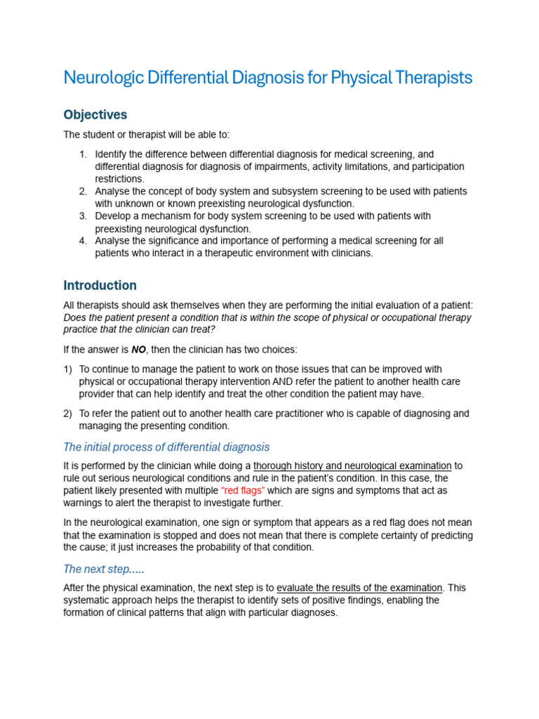 Neuro Differential Compressed | PDF | Neurology | Physical Examination