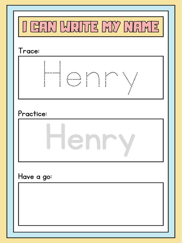 I Can Write My Name English Worksheet in Colorful Simple Style | PDF