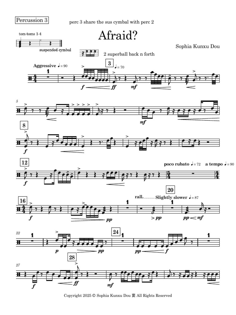 Afraid - Wednesday Blood Clots - Sophia Kunxu Dou - Percussion 3 | PDF ...