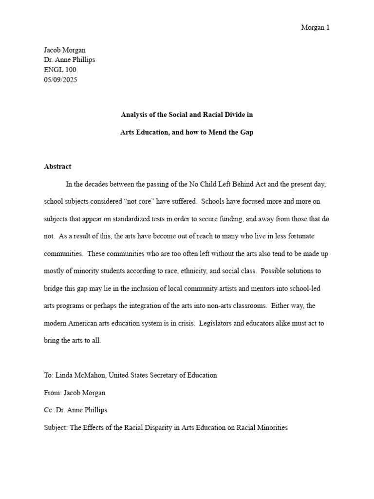 Analysis of The Social and Racial Divide in Arts Education, and How To ...