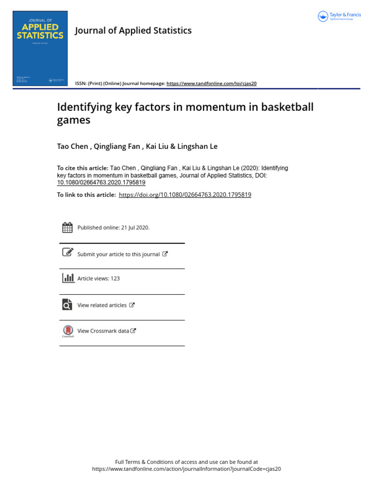 Identifying Key Factors in Momentum in Basketball | PDF | Dependent And ...