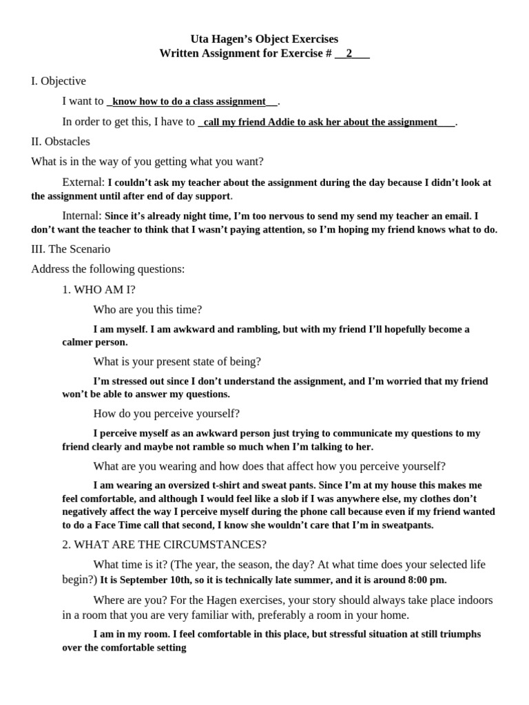 Uta Hagen's Object Exercises Explained | PDF | Social Psychology ...