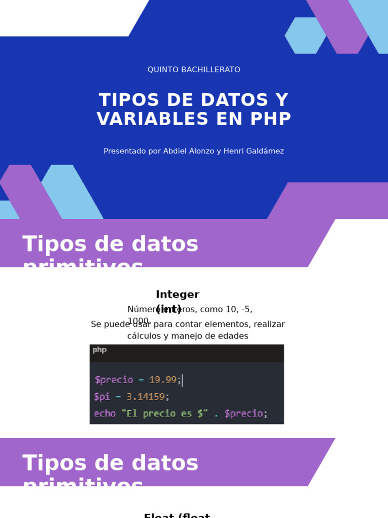 Datos y Valores en PHP - Abdiel y Henri | PDF | Tipo de datos | Php