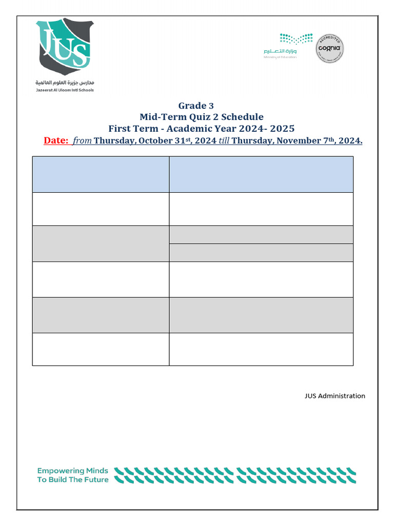 Grade 3 - Quiz 2 Schedule & Pointers 1st Term 2024-2025 | PDF | Human Communication | Linguistic ...