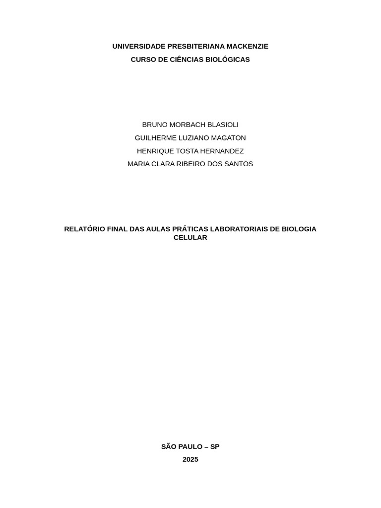 Relatório - Biocel Ok | PDF | Célula (Biologia) | Enzima