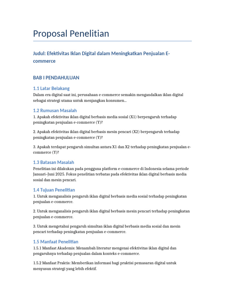 Proposal Lengkap Efektivitas Iklan Digital | PDF
