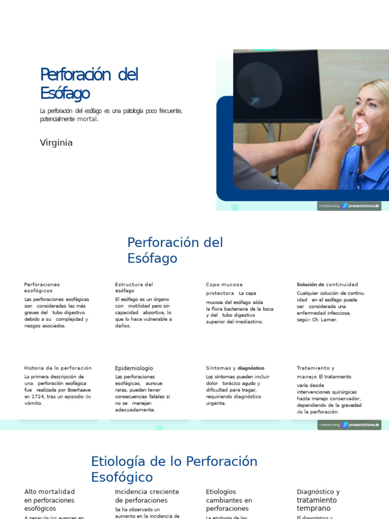 Perforación Del Esófago - Diagnóstico, Etiología y Tratamiento | PDF ...
