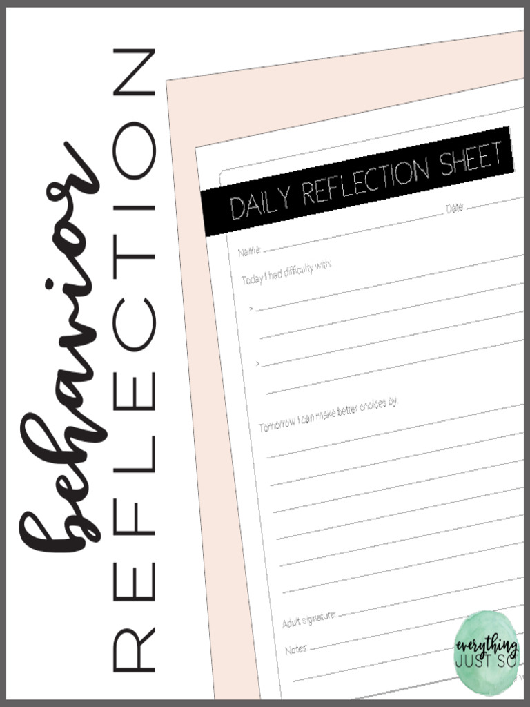Behavior Reflection Sheet Behavior Management Daily Behavior Tool | PDF ...