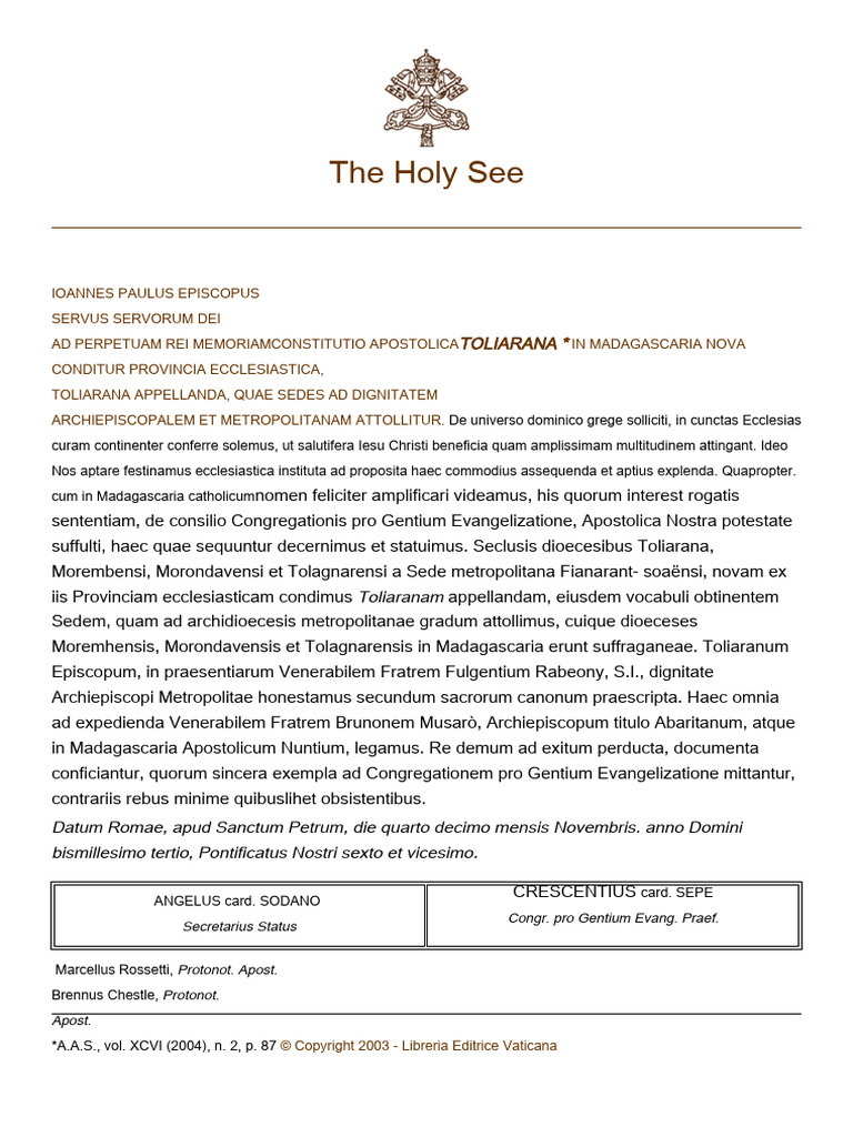 JP2 Constitution Apostolique - De-Universo-Dominico | PDF