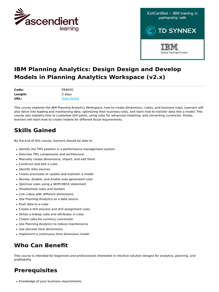 Ibm Planning Analytics Design Design and Develop Models in Planning ...