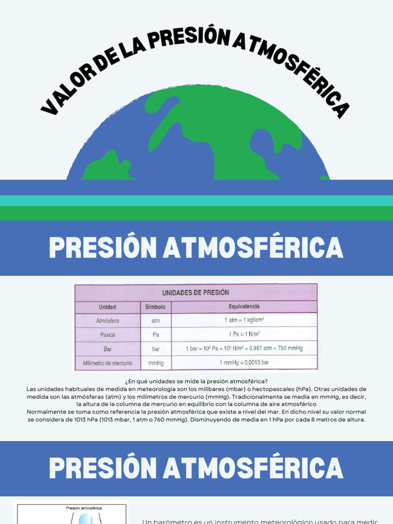 Valor de La Presión Atmosférica | PDF | Pascal (Unidad) | Presión ...