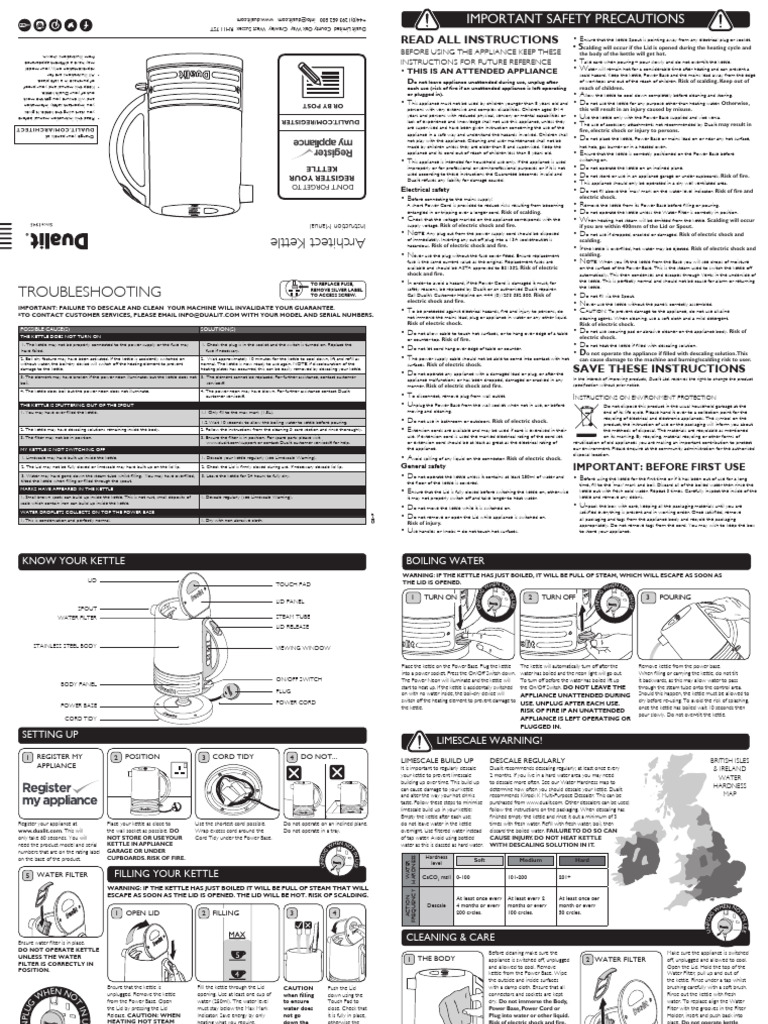 Architect Kettle - Instruction Manual - Gb-A-Web | PDF | Electrical ...