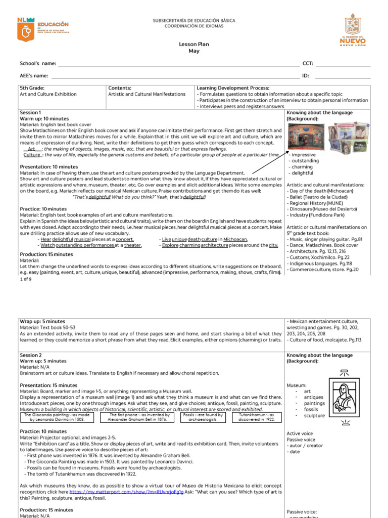5th Grade Lesson Plan May | PDF